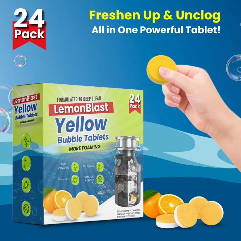 LemonBlast Yellow Bubble Tablets – Odor Eliminator + Blockage Remover ...
